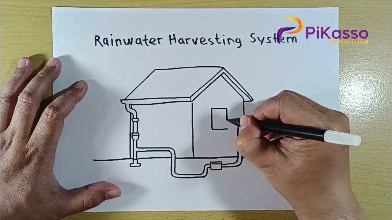 How to Draw Rainwater Harvesting - YouTube