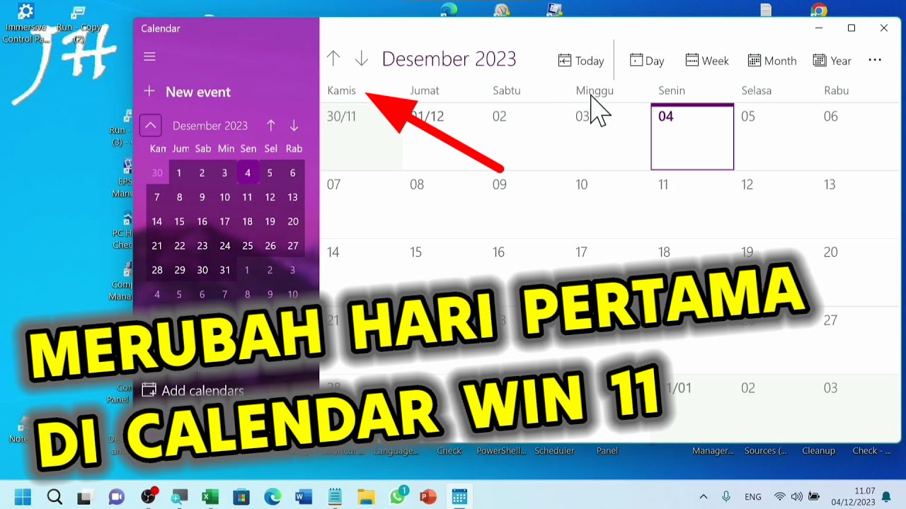 Cara Merubah Hari Pertama Pada Calendar Laptop Windows 11 - YouTube
