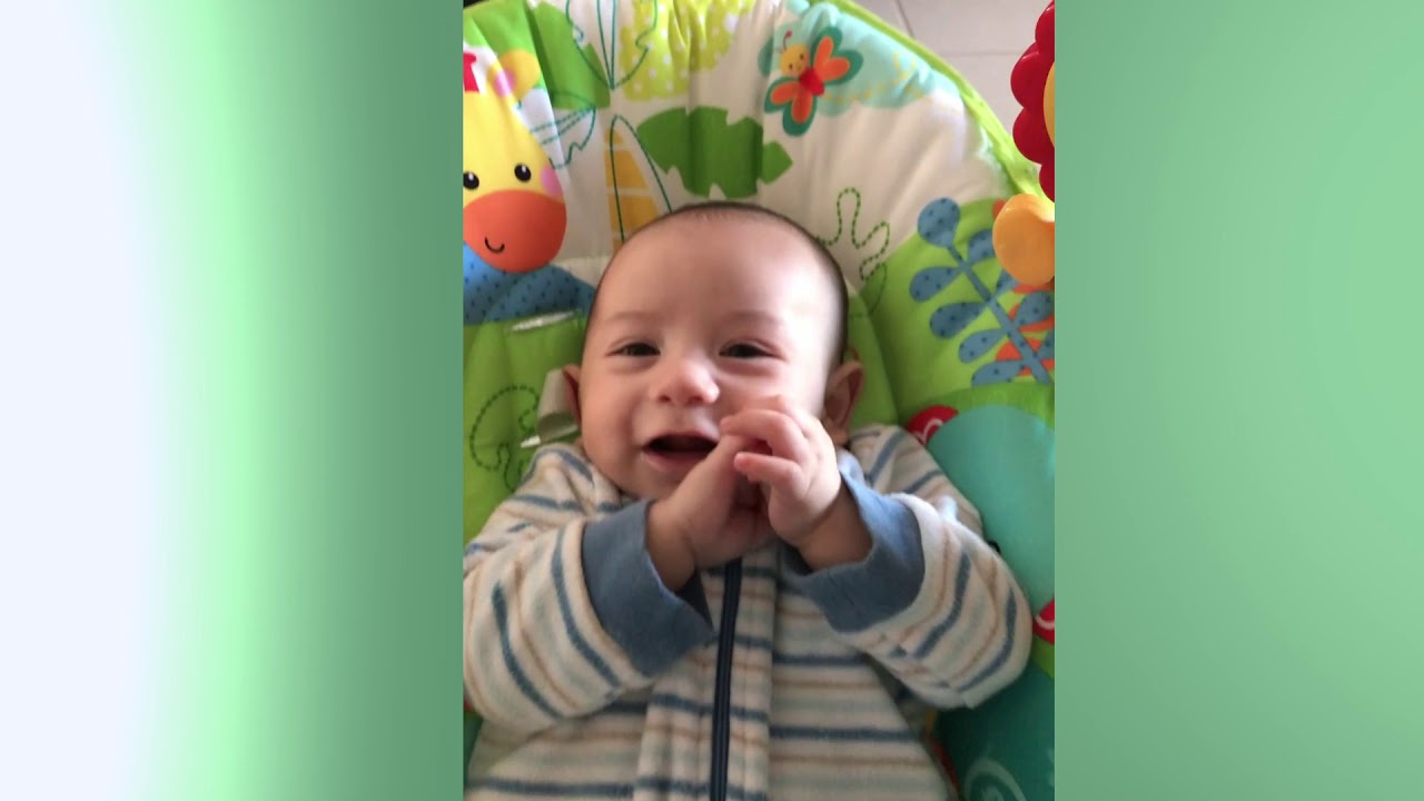 Cute Baby laughing and saying hello for the first time @ 4 months old ...