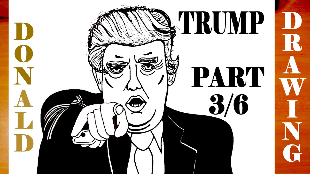 How to Draw DONALD TRUMP Step by Step Easy | Cartoon Style | PART 3/6 ...
