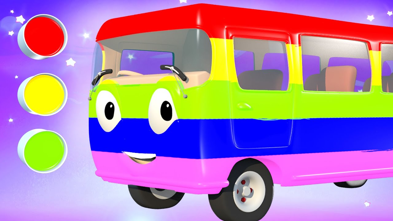 Kids Learn Color with Bus Paint - Finger Family & Nursery Rhymes ...