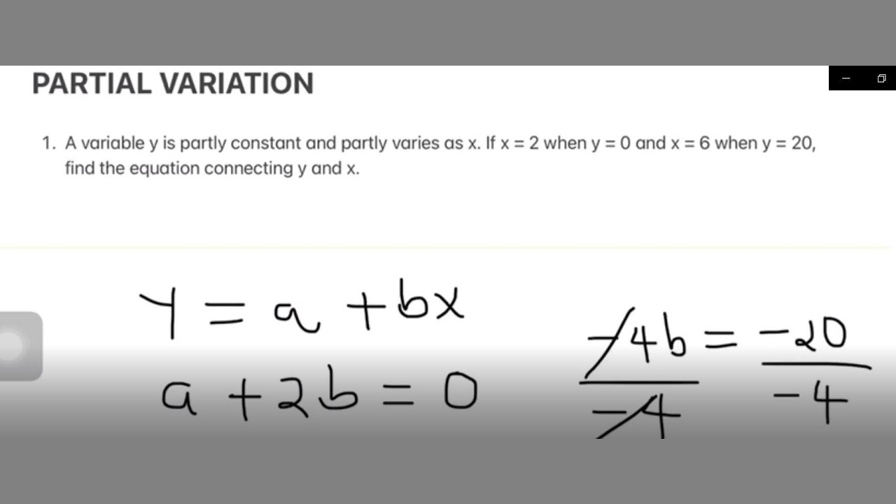 SOLVING PARTIAL VARIATION QUESTIONS | FORM 3 MATHS - YouTube