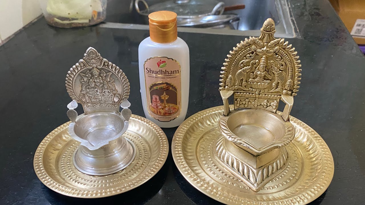 Brass & Silver Cleaning Using Vim Shudhham/Pooja vessels cleaning/Brass ...