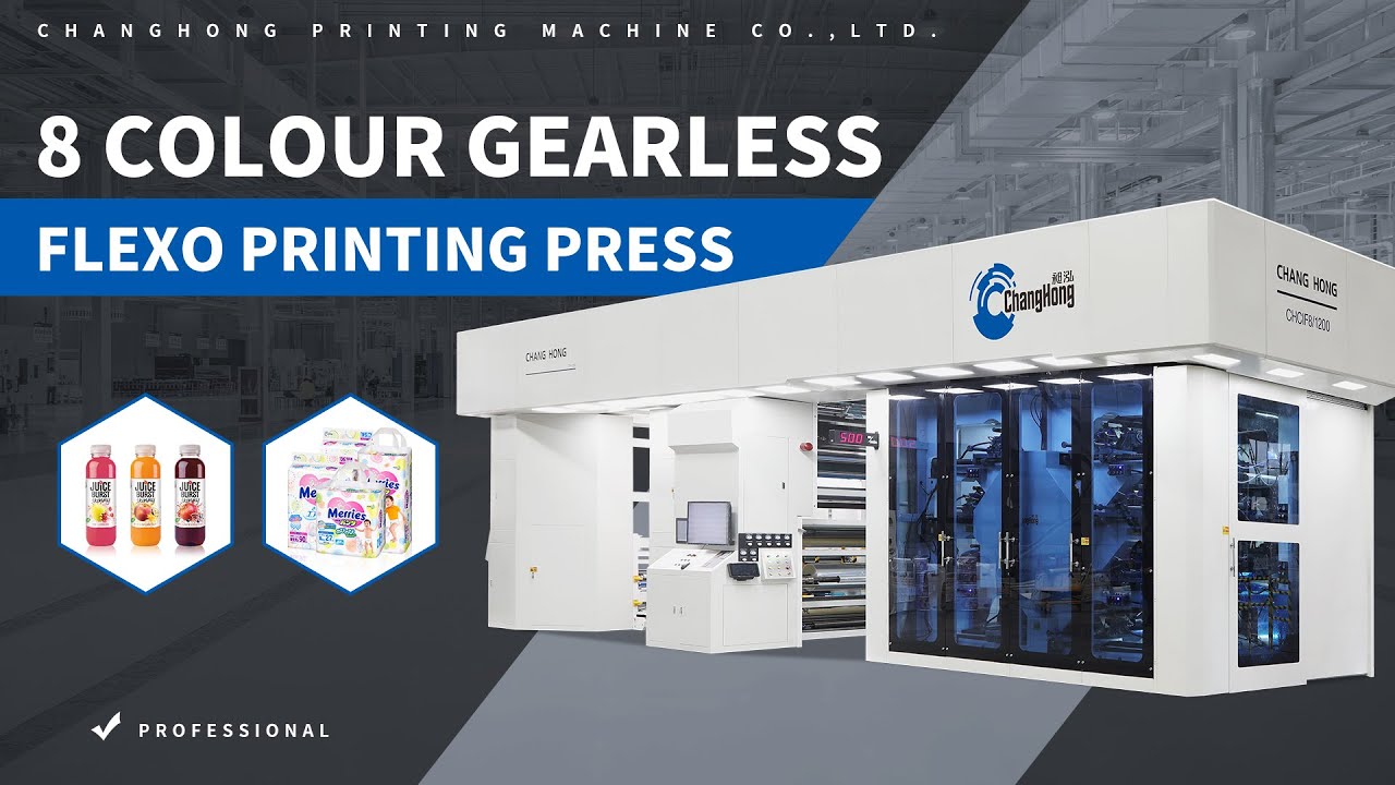 Wide Web 8 COLORS GEARLESS CI FLEXO PRINTING PRESS - YouTube
