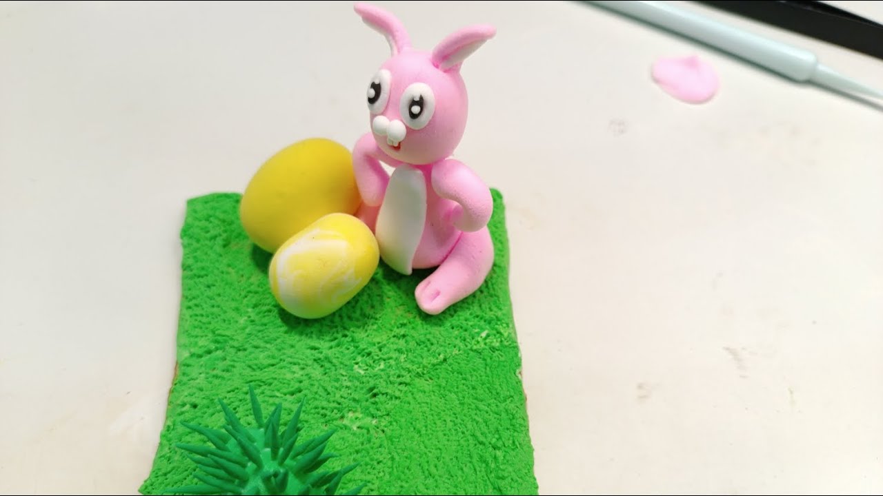 DIY how to make Polymer Clay Easter Bunny #art - YouTube