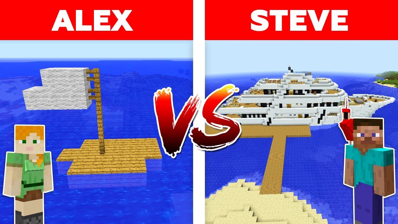 Minecraft - BOAT BATTLE in Minecraft / Alex vs Steve Part 9 - YouTube
