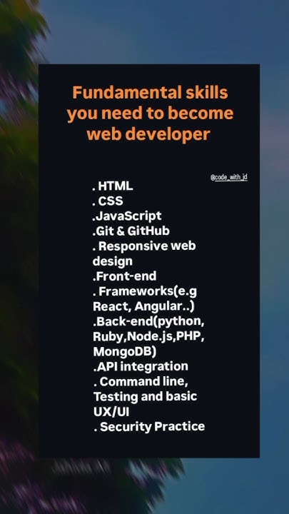 Fundamental Skills You Need To Become Web Developer 🤑🤷 Programminglanguage Webdeveloper