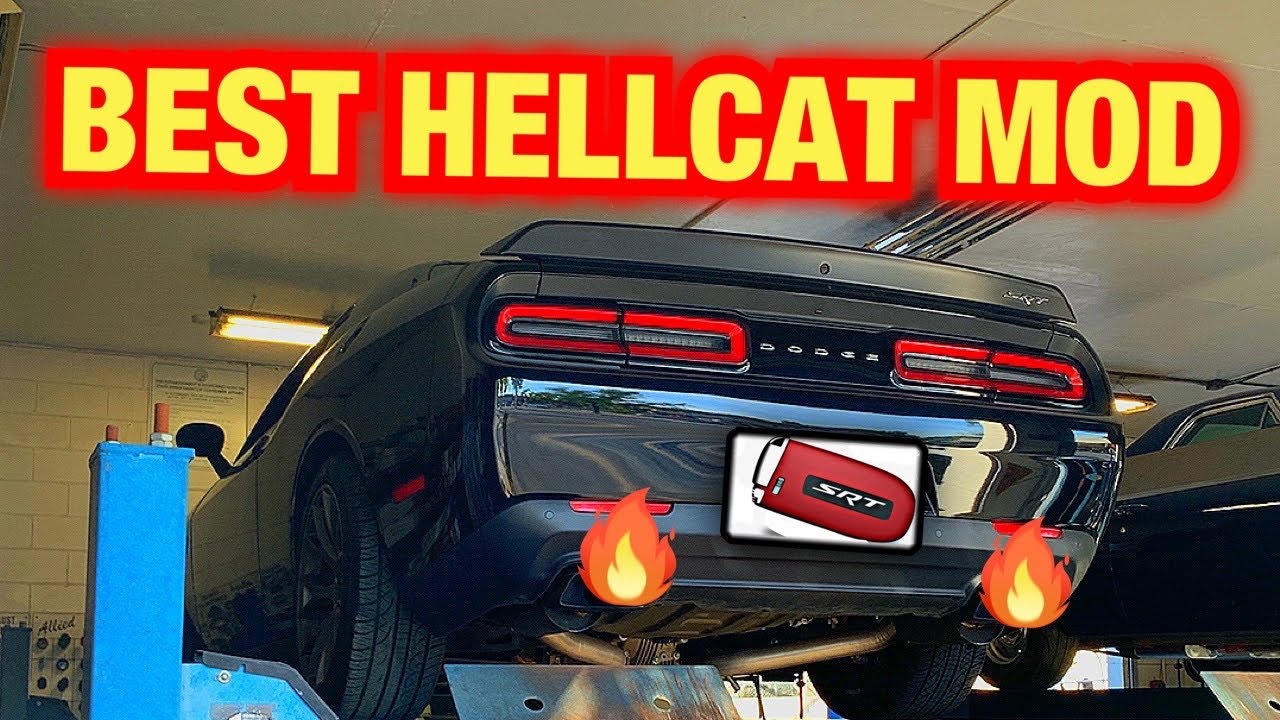 2016 HELLCAT CHALLENGER EXHAUST / MID MUFFLER DELETE - YouTube
