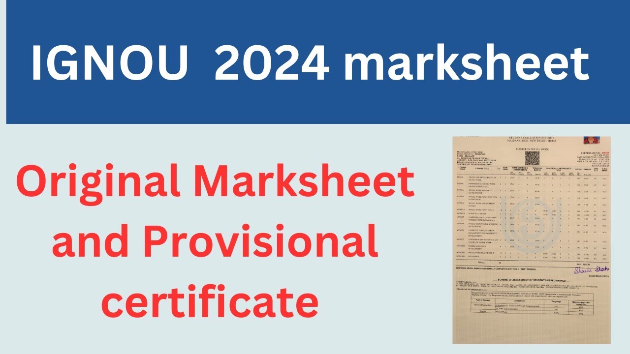 IGNOU Original Marksheet for June 2024 session| IGNOU Original ...