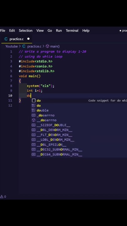 W.A.P to DISPLAY 1-20 USING DO WHILE LOOP in C | #shorts | #learn | #C | #learnprogramming13 ...