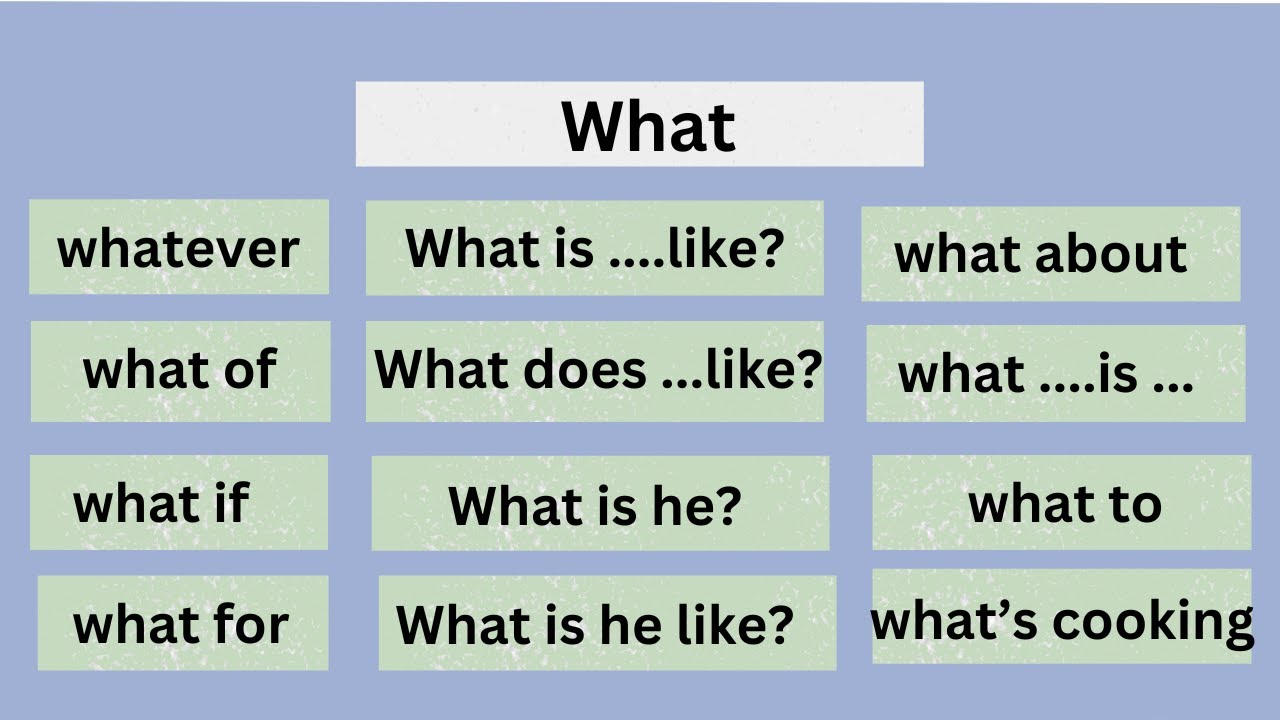 WAHT /WHAT TO/ WHAT ABOUT / WHAT FOR / WHAT DOES HE LIKE? ⭐ ⭐ Learning ...
