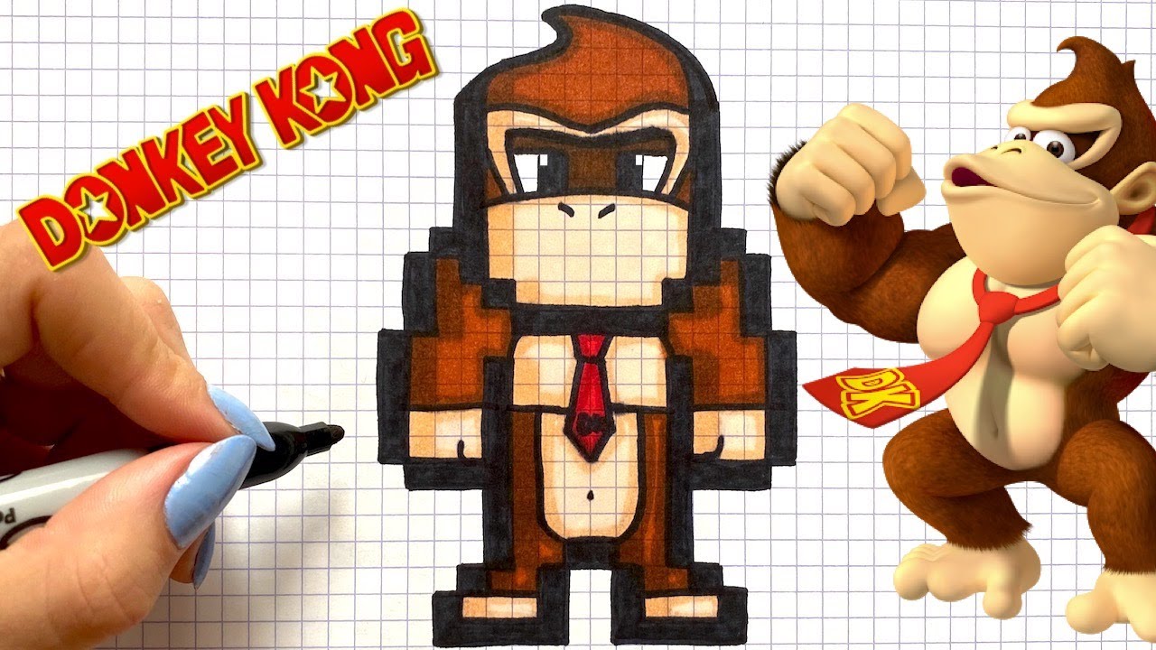 TUTO DESSIN DONKEY KONG PIXEL ART NINTENDO - YouTube