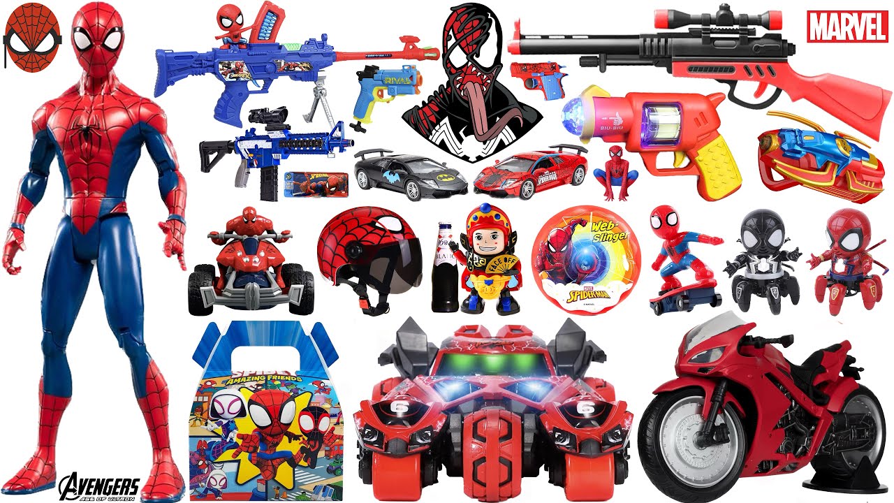 14 Minutes of Satisfied Marvel toy set unboxing,Spider Man toy gun ...