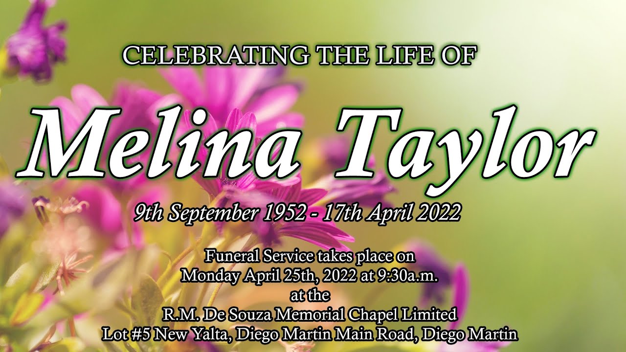 Funeral Service of Melina Taylor - YouTube