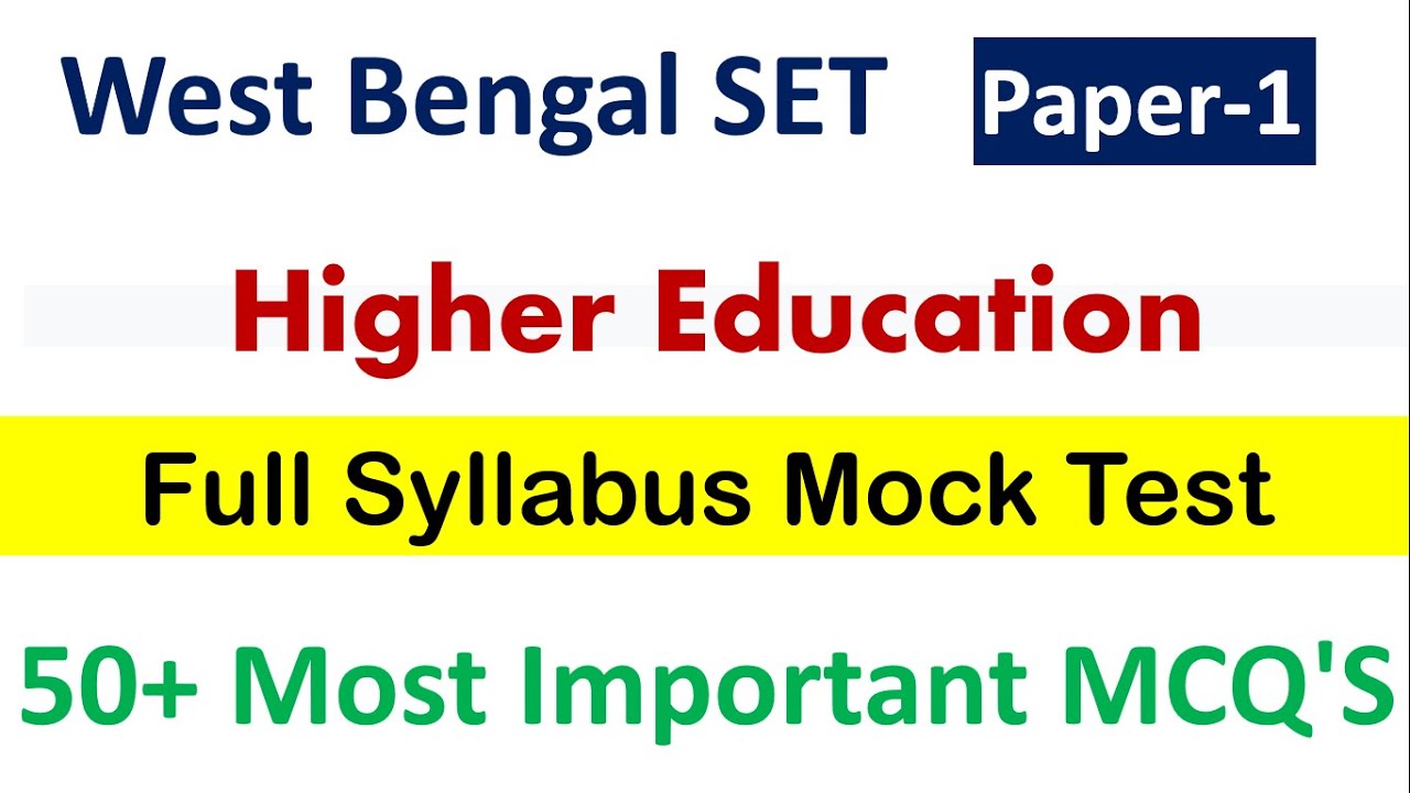 WBSET Paper-1 Mock Test | WBSET Paper 1 Most Expected MCQs | WBSET ...