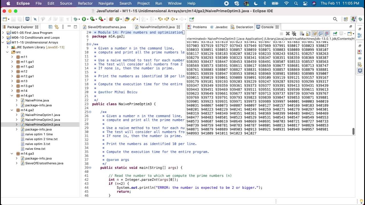 Java M14GA3P1 Sieve of Eratosthenes Analysis - YouTube