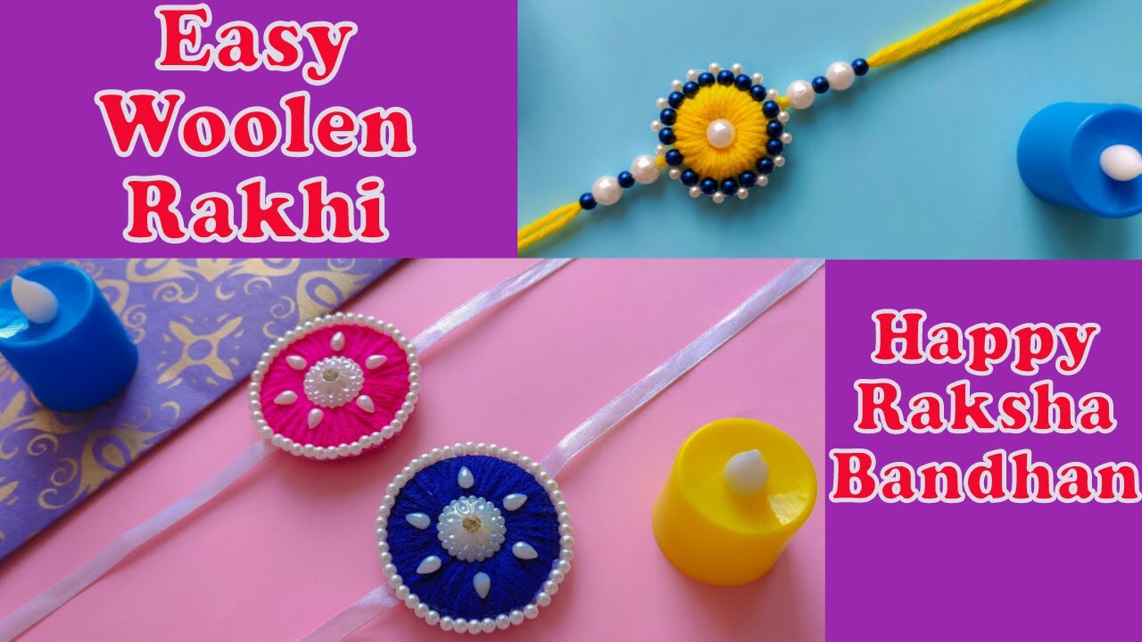 How To Make Woolen Rakhi At Home | Home Made woolen Rakhi idea | how to ...