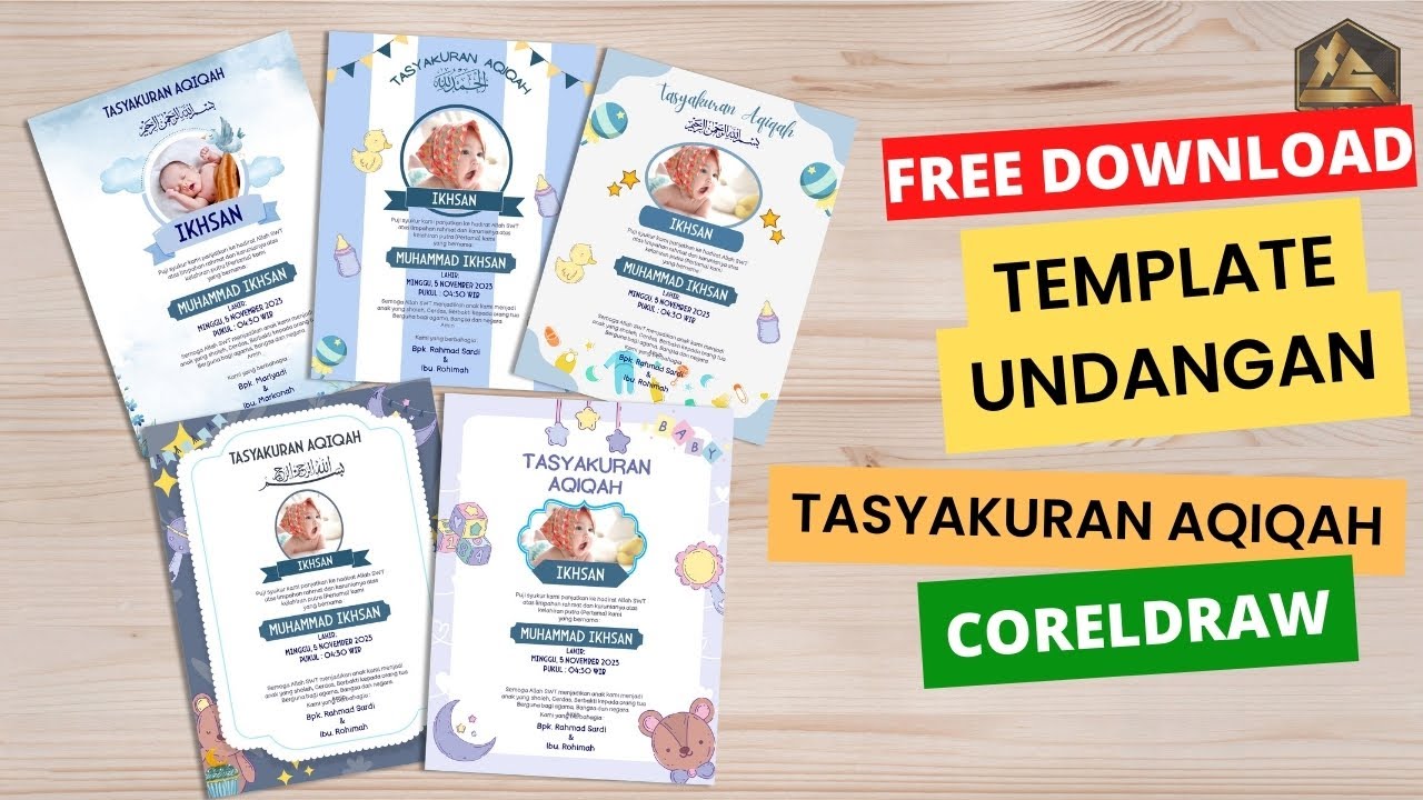 Template Undangan Tasyakuran Aqiqah CDR [CorelDraw] Part 3 | FREE ...