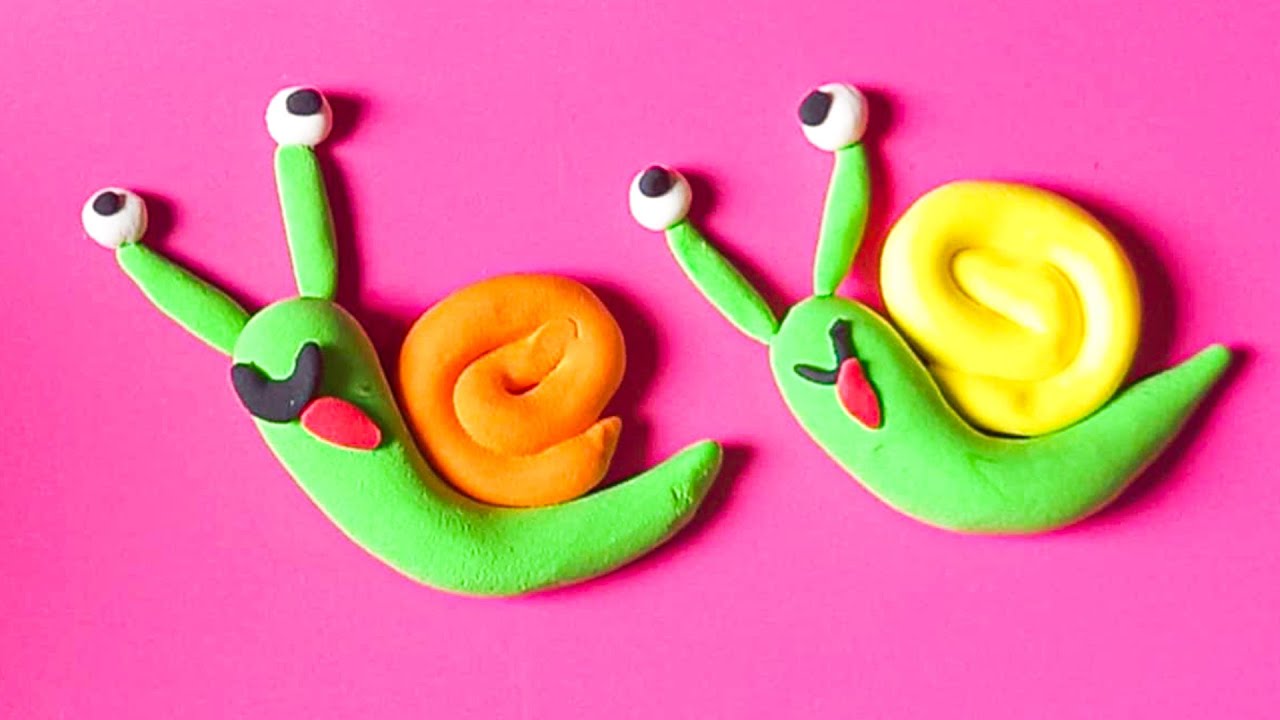 1How to make snail clay modelling for kids, Making colourful animal ...