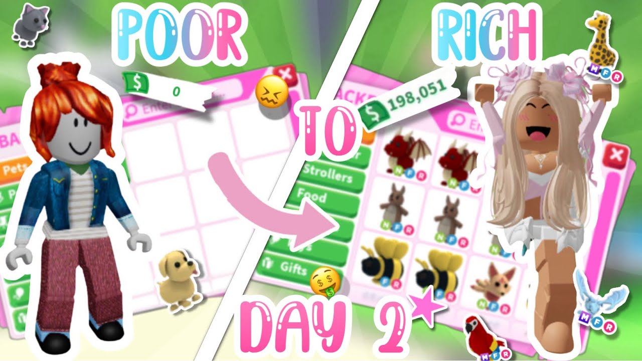POOR to RICH in 5 DAYS challenge in ADOPT ME!💘🫧 | DAY 2🌈🦩| *CRAZY ...