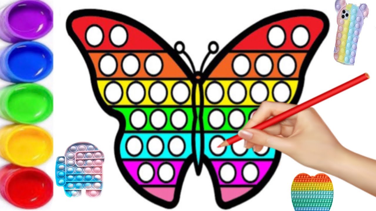 How To Draw POP IT Butterfly For Children ? Toys for kids - YouTube
