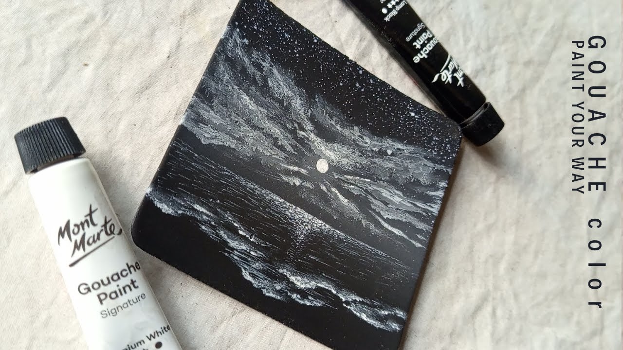 Dark Waters Beneath a Bright Moon | Gouache Paint - YouTube