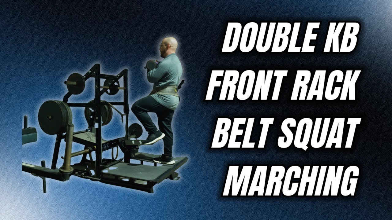 Double KB Front Rack Belt Squat Marching - THIRSTgym.com - YouTube