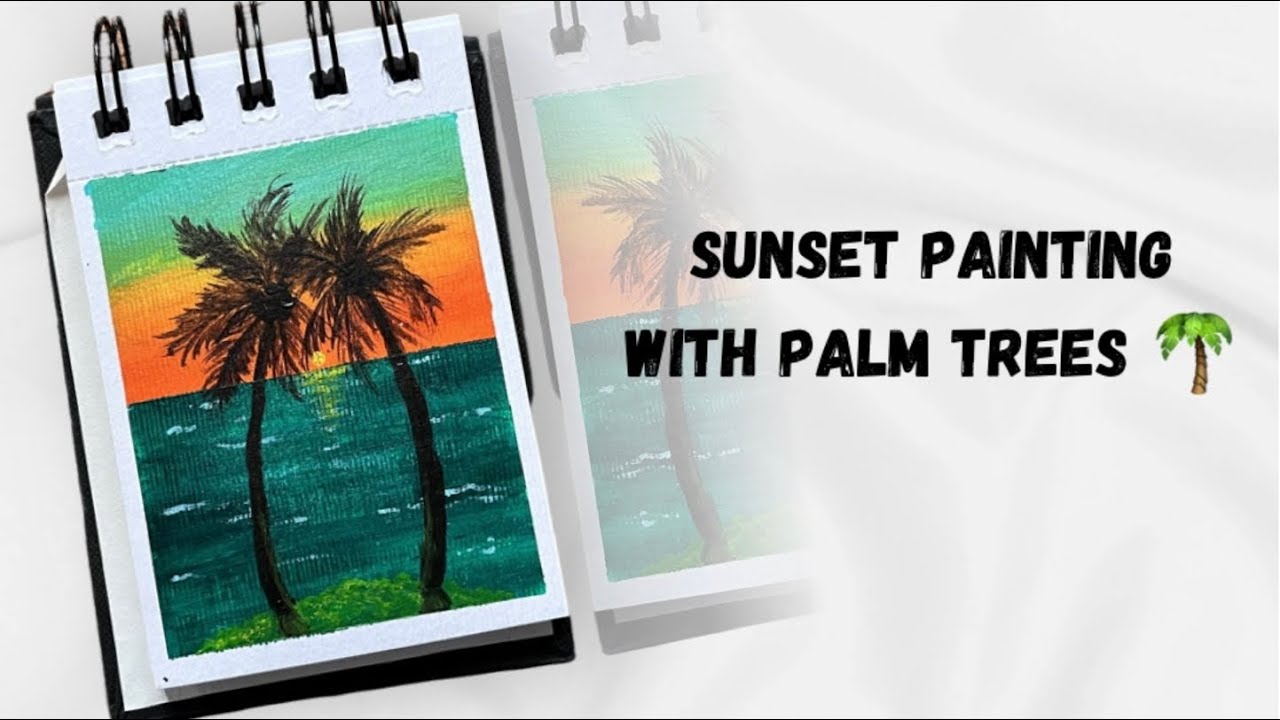 How to paint Sunset with palm trees / Easy Acrylic painting for ...