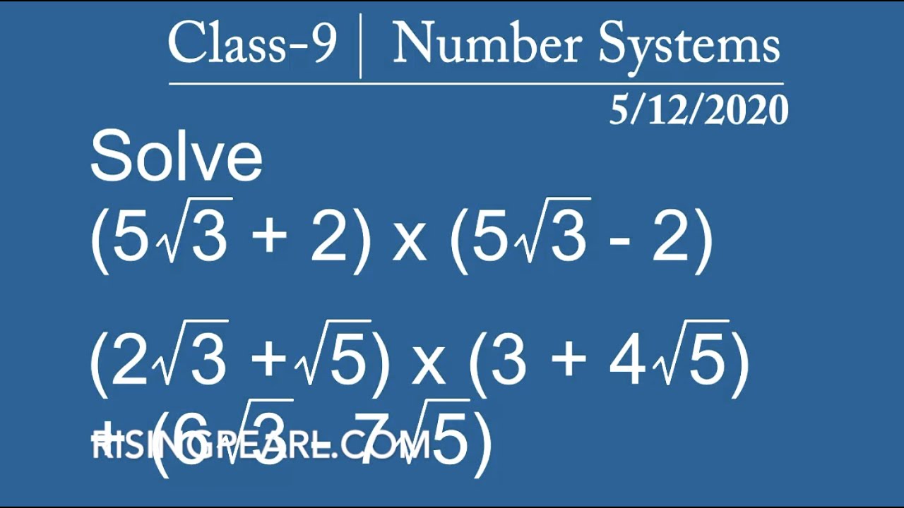 Solving difficult problems involving Irrational Numbers (CBSE Class-9 ...