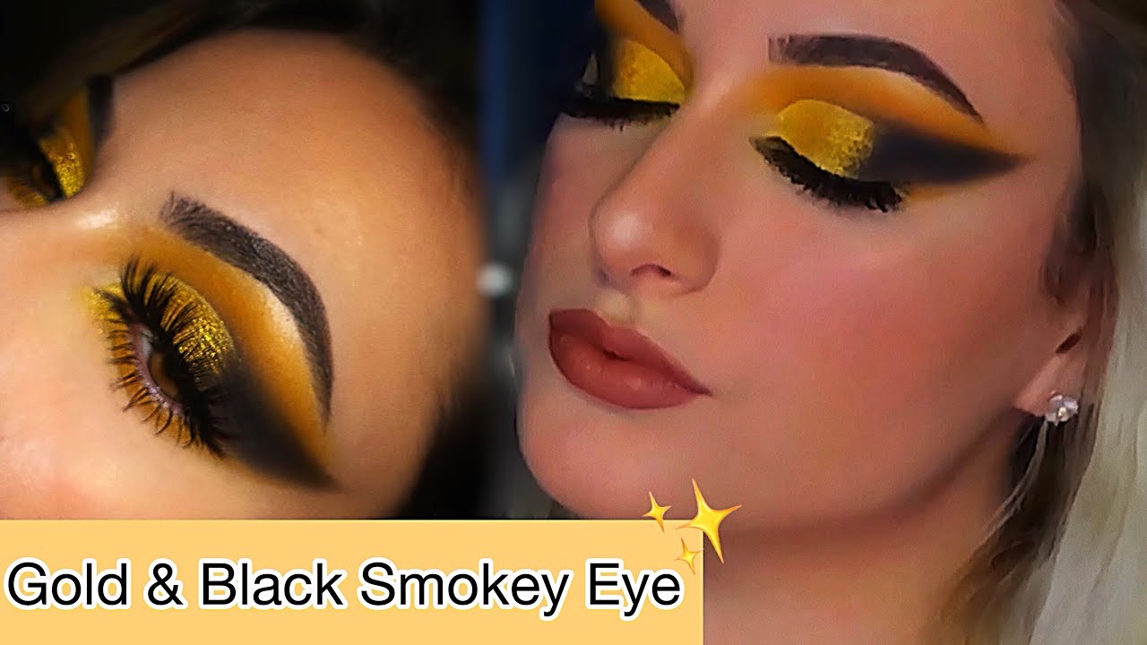 GOLD & BLACK SMOKEY EYE / CUT CREASE TUTORIAL - YouTube