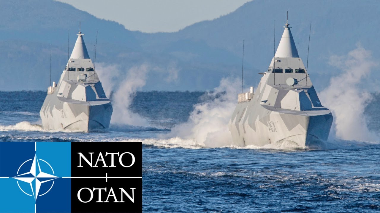 NATO Navy. Powerful ships of the Alliance navies during an exercise in ...