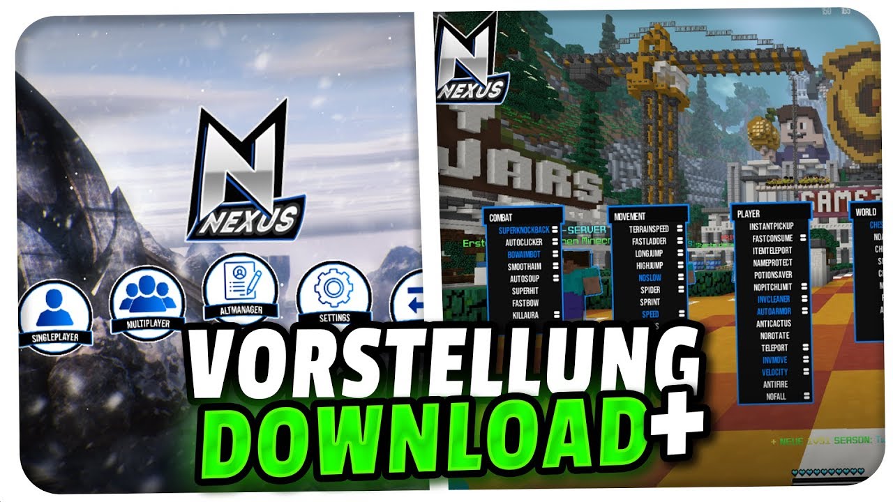 Minecraft 1.8 Nexus Hack CIient/Download+Vorstellung - YouTube
