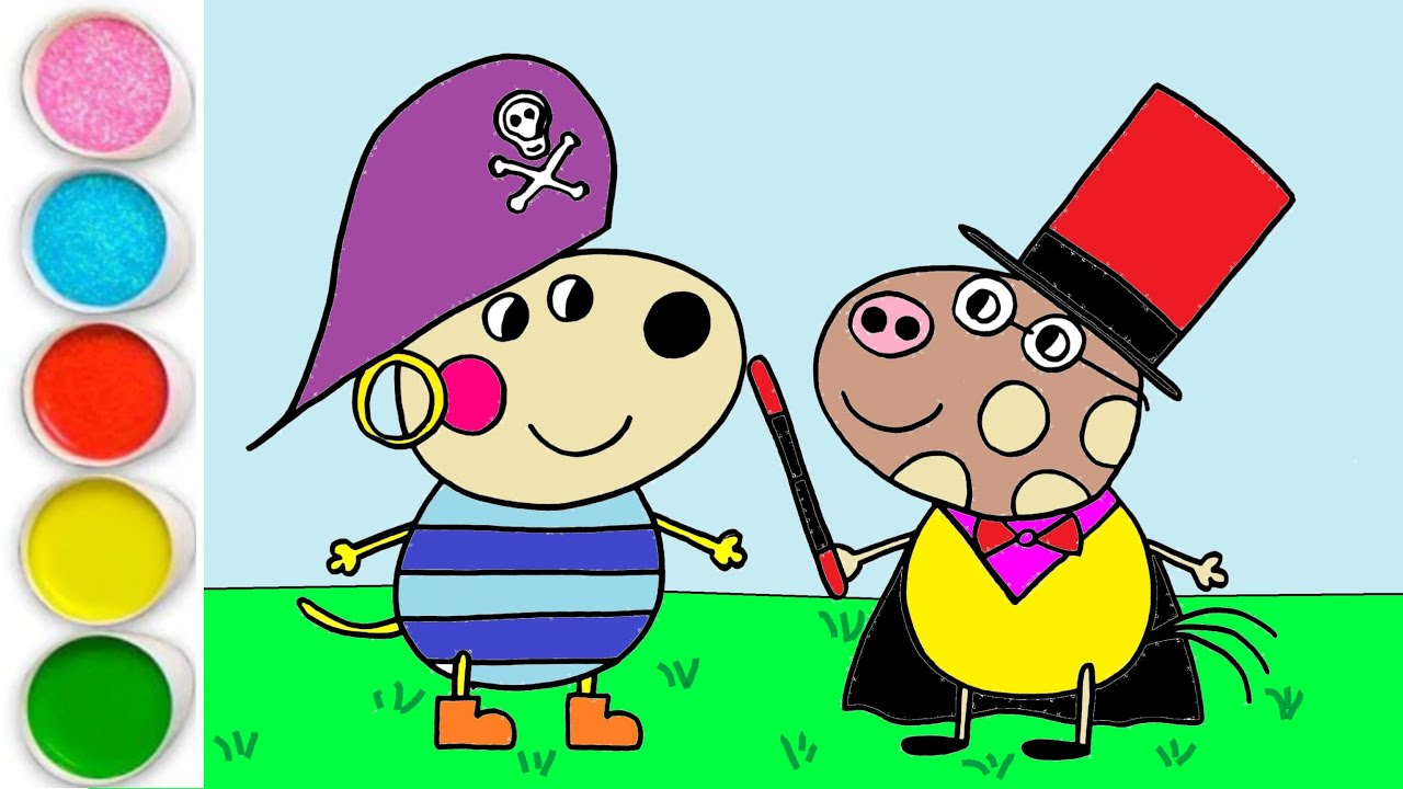 How to Draw and Color Danny Dog and Pedro Pony of Peppa Pig 🐷🐶 ...