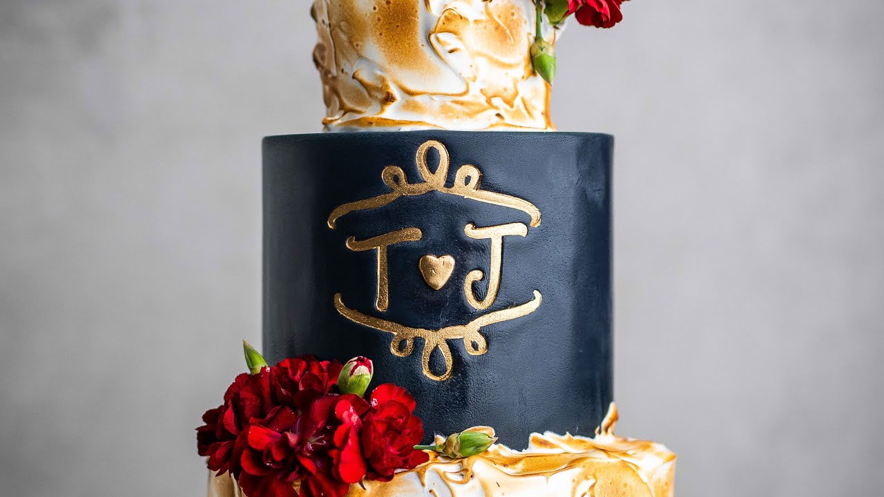 Faux Chalk Board Inspired Wedding Cake Tutorial - YouTube