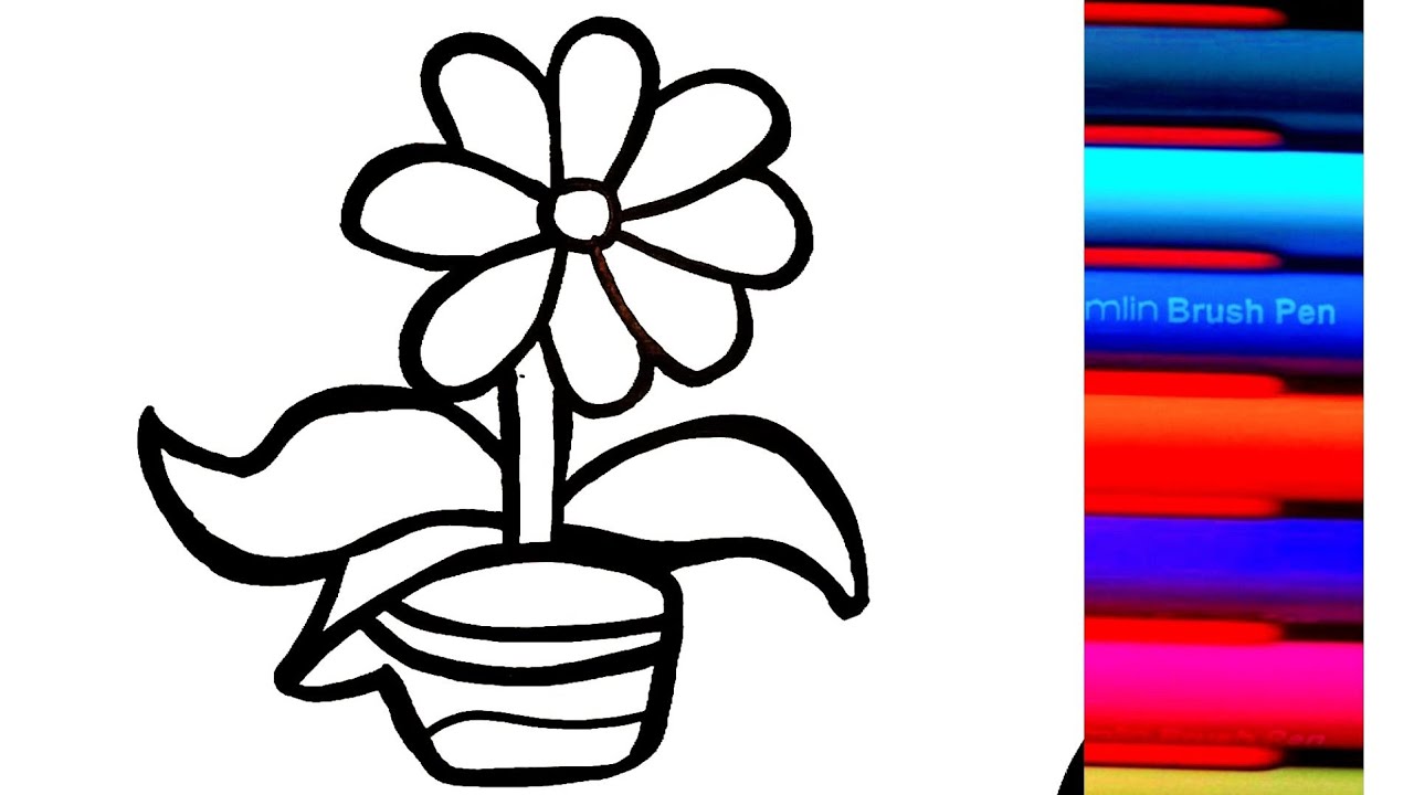 Flower Drawing, colouring and painting for, Toddlers | & kid's | How to ...