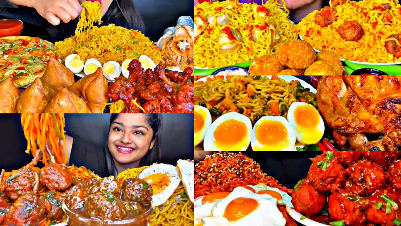ASMR EATING SPICY MAGGIE MASALA, HAKKA NOODLES, KOREAN NOODLES | INDIAN ...