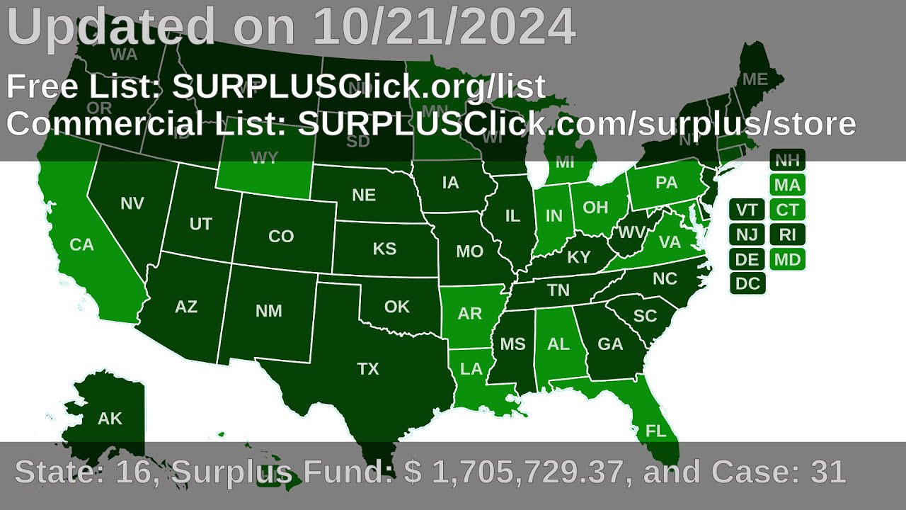 Surplus Funds List: Real-time Updates on 10/21/2024 - Mortgage Overage ...