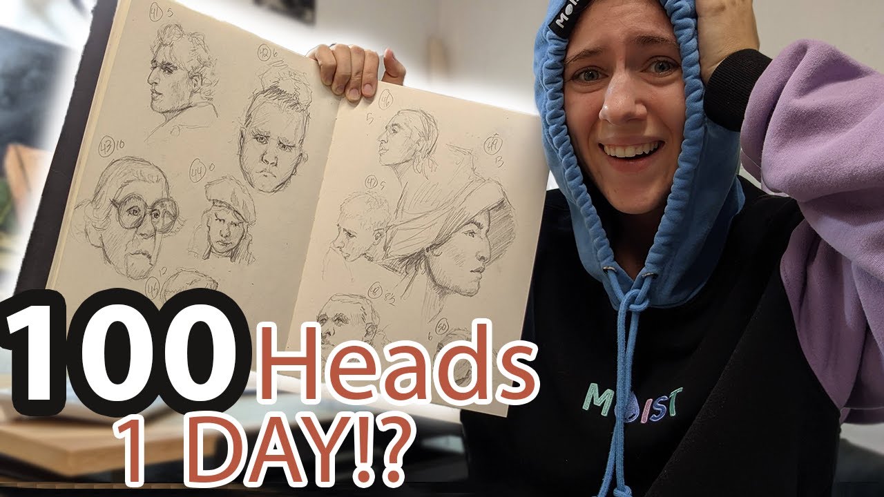 Drawing 100 Heads in ONLY 1 DAY!! - YouTube