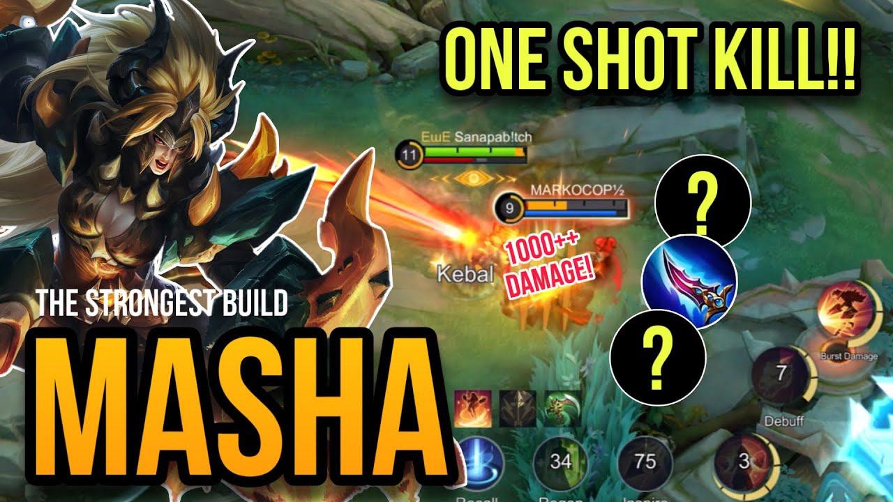 THE STRONGEST BUILD TOP 1 GLOBAL MASHA! ONE SHOT!! MASHA BEST BUILD ...