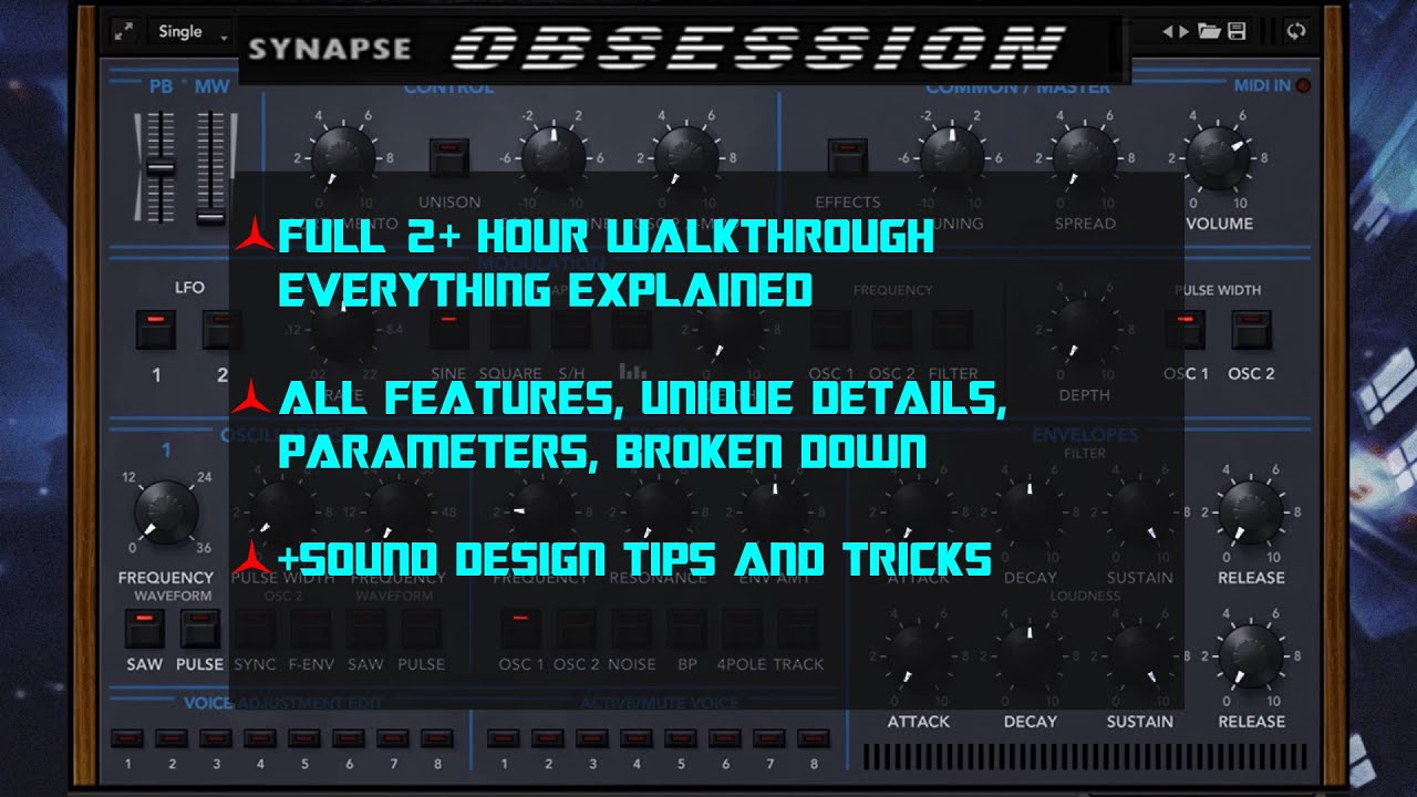 Synapse Audio OBSESSION - FULL 2+ HOUR GUIDE, EVERYTHING EXPLAINED AND SOUND DESIGN TIPS - YouTube