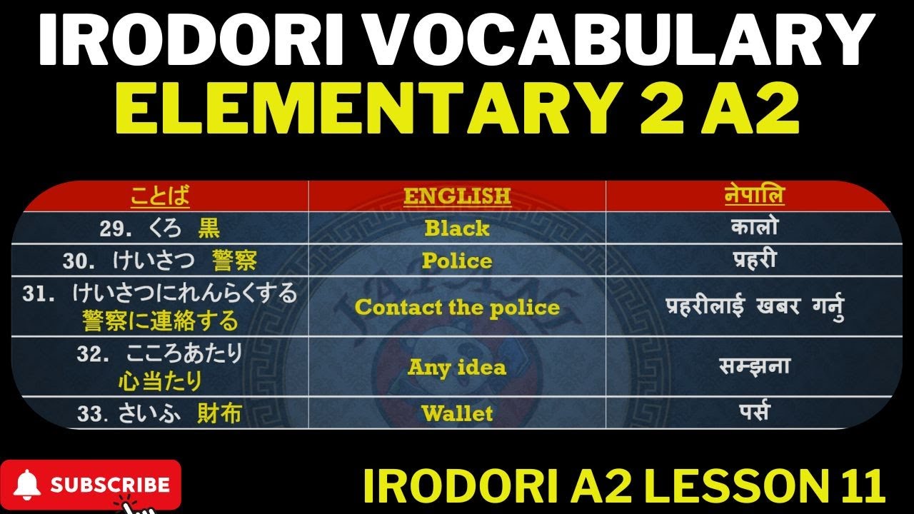 IRODORI (E2.A2) VOCABULARY LESSON 11|| JFT BASIC VOCABULARY|| - YouTube