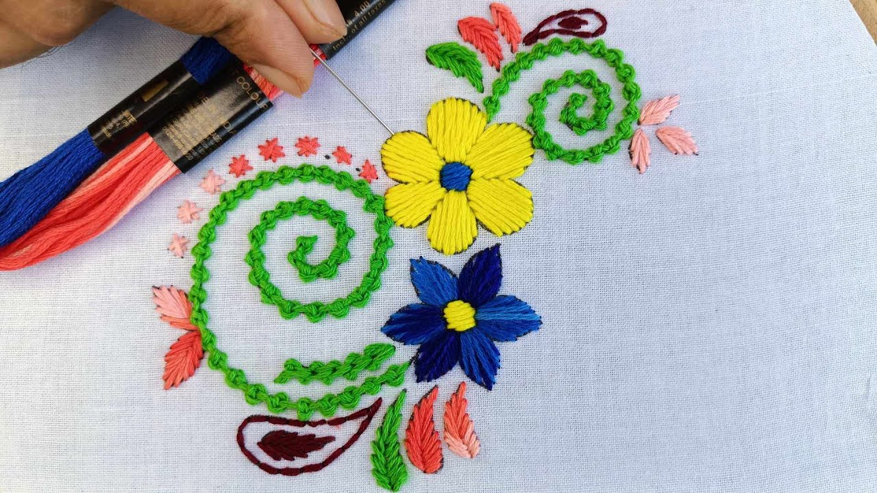 Hand Embroidery : Modern Borderline Designs Embroidery Tutorial,Embroidery Work, basic Stitch ...