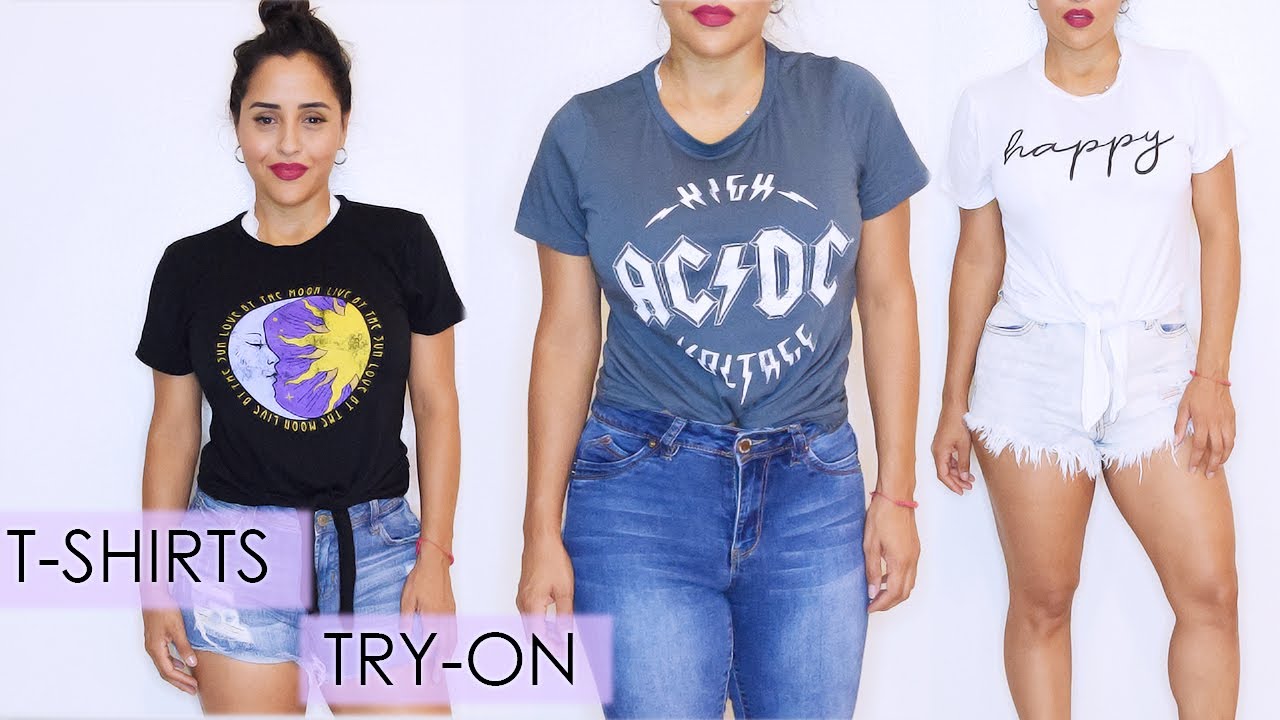 Graphic Tee Shirt Try-on - How to Style T-Shirts - YouTube