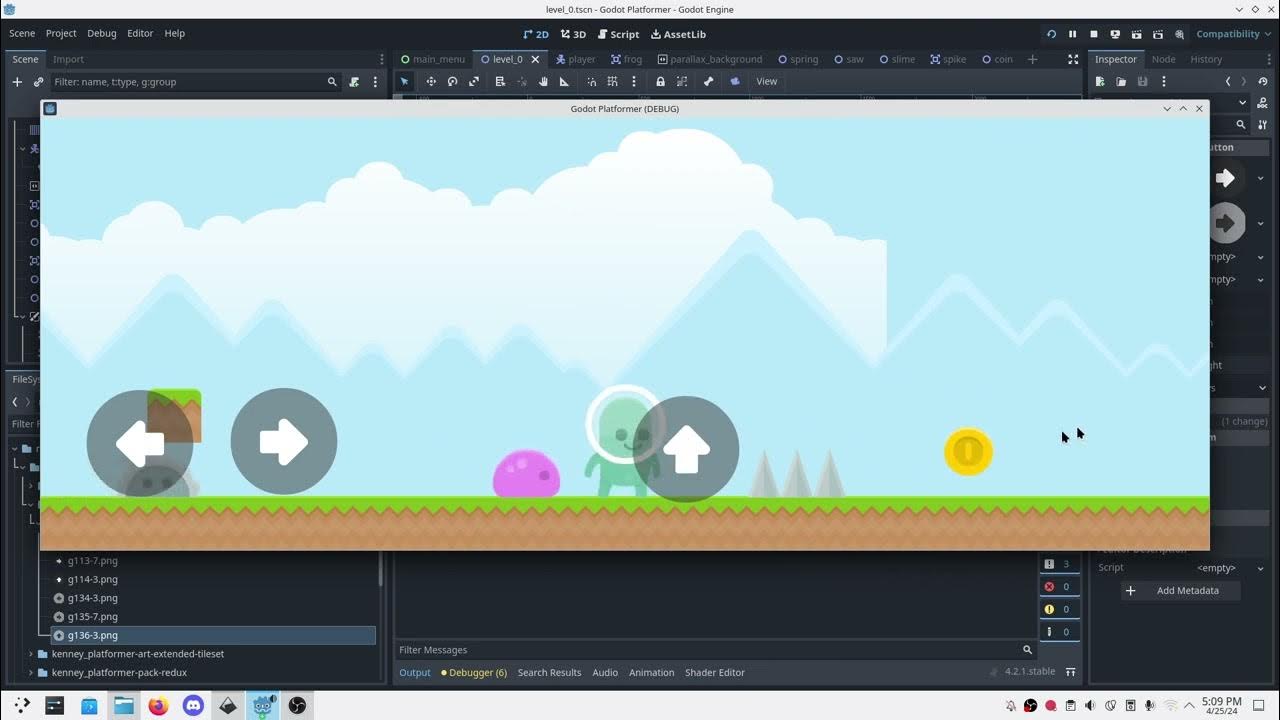 Godot Platformer: On Screen Control, Canvas Layer, Input Map, TouchScreenButton - YouTube