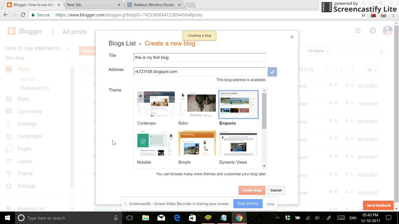 How to create a blogger account and post a post on blogger ... - YouTube