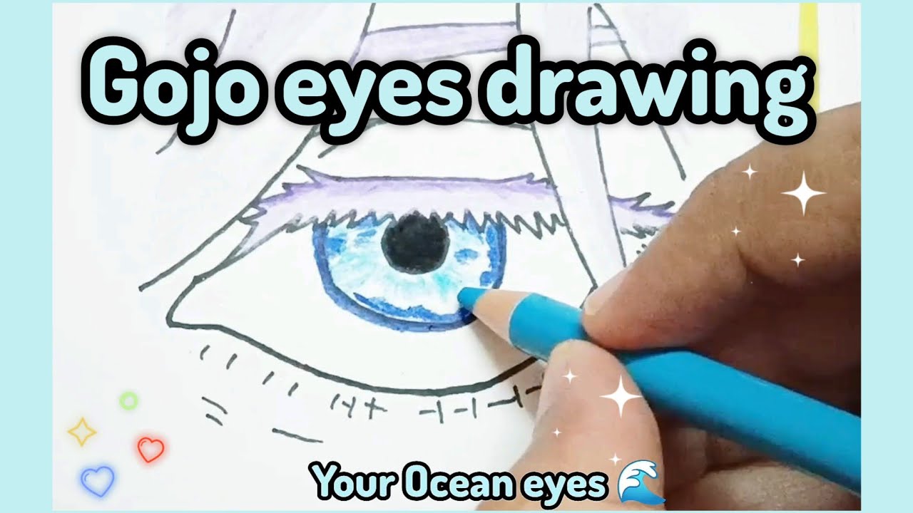 Gojo blue eyes drawing timelapse - YouTube