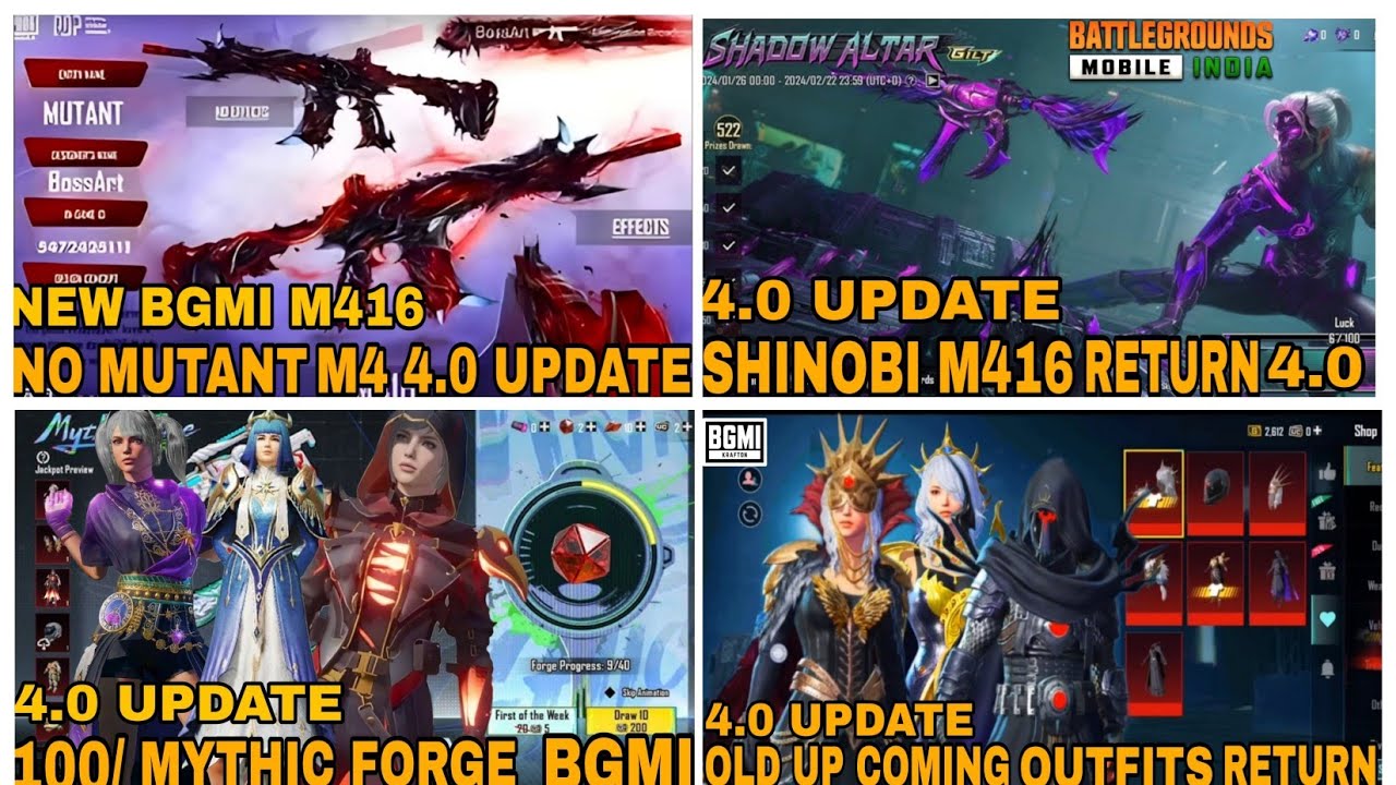 NEW MUTANT M416 BGMI 4.0 UPDATE//NEXT MYTHIC FORGE GUN// MYTHIC UP COMING OUTFIT//SHINOBI M4 ...