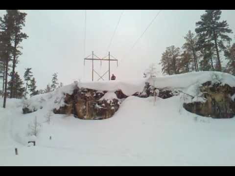 Black Hills SD snowmobile 20' cliff drop! - YouTube