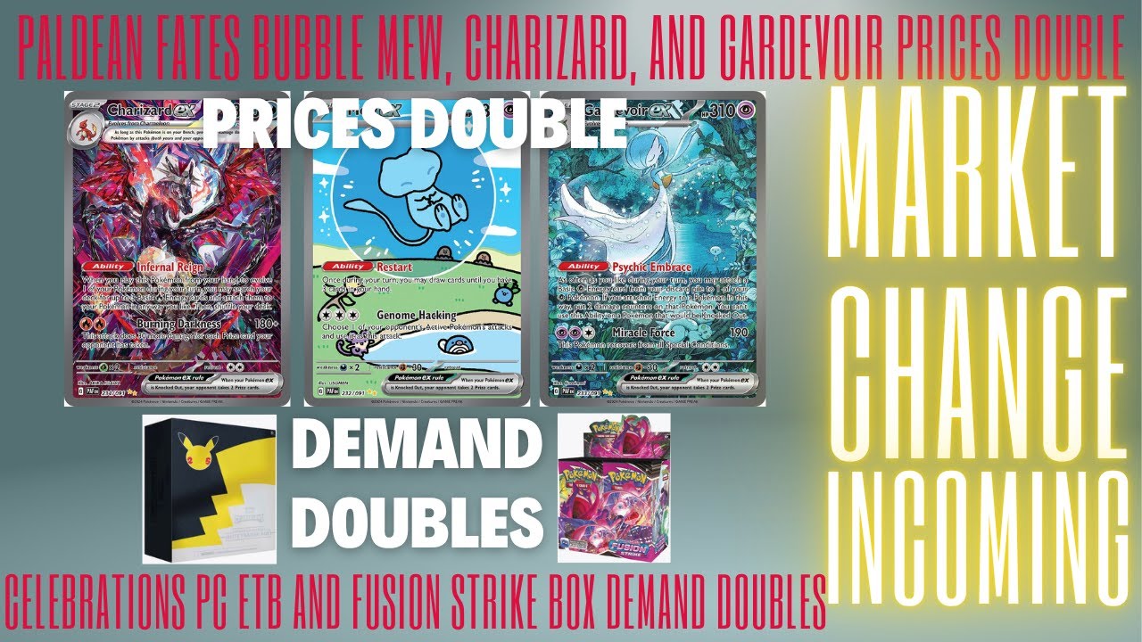 PRICES DOUBLES FOR PALDEAN FATES BUBBLE MEW & CHARIZARD, CELEBRATIONS ...