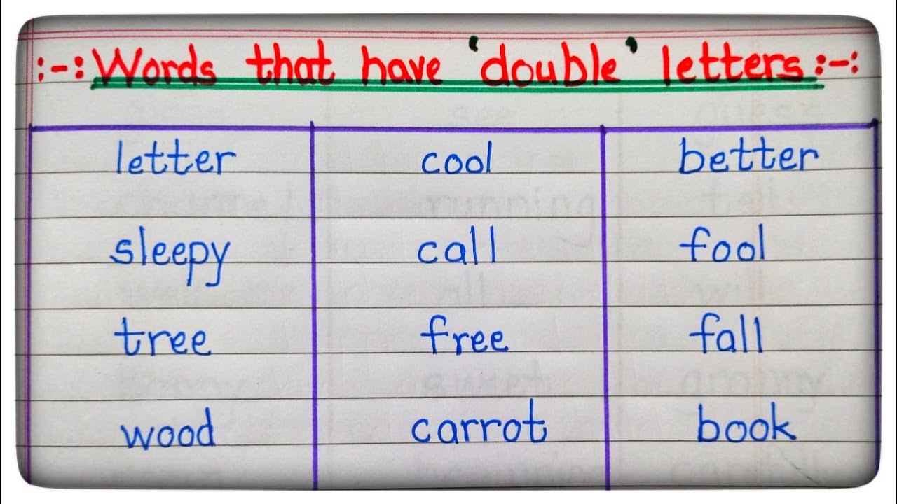 Words Having Double Letters - YouTube